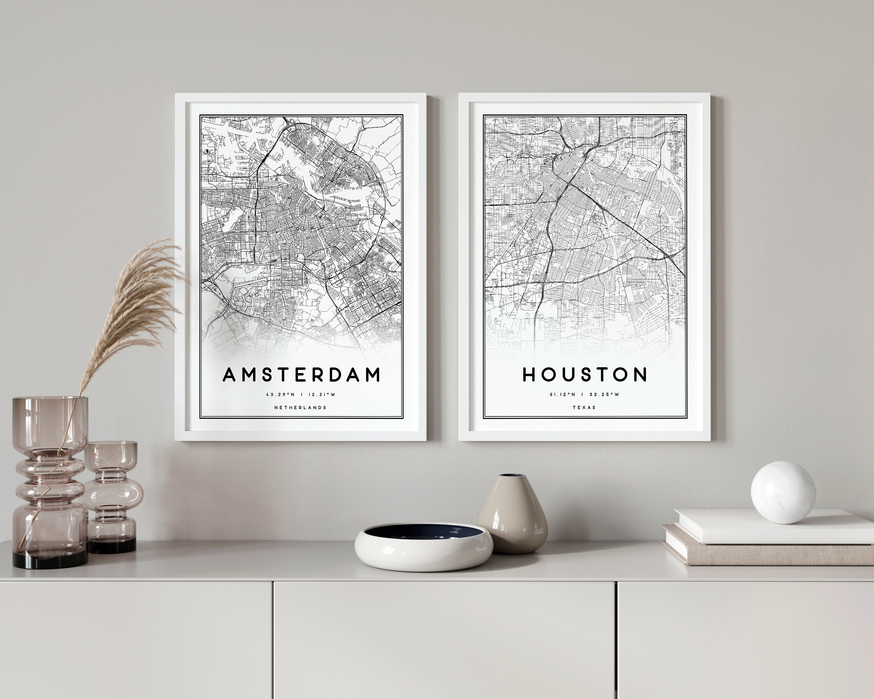 Personalized City Street Map Poster Custom City Map Art Print and Frame ...