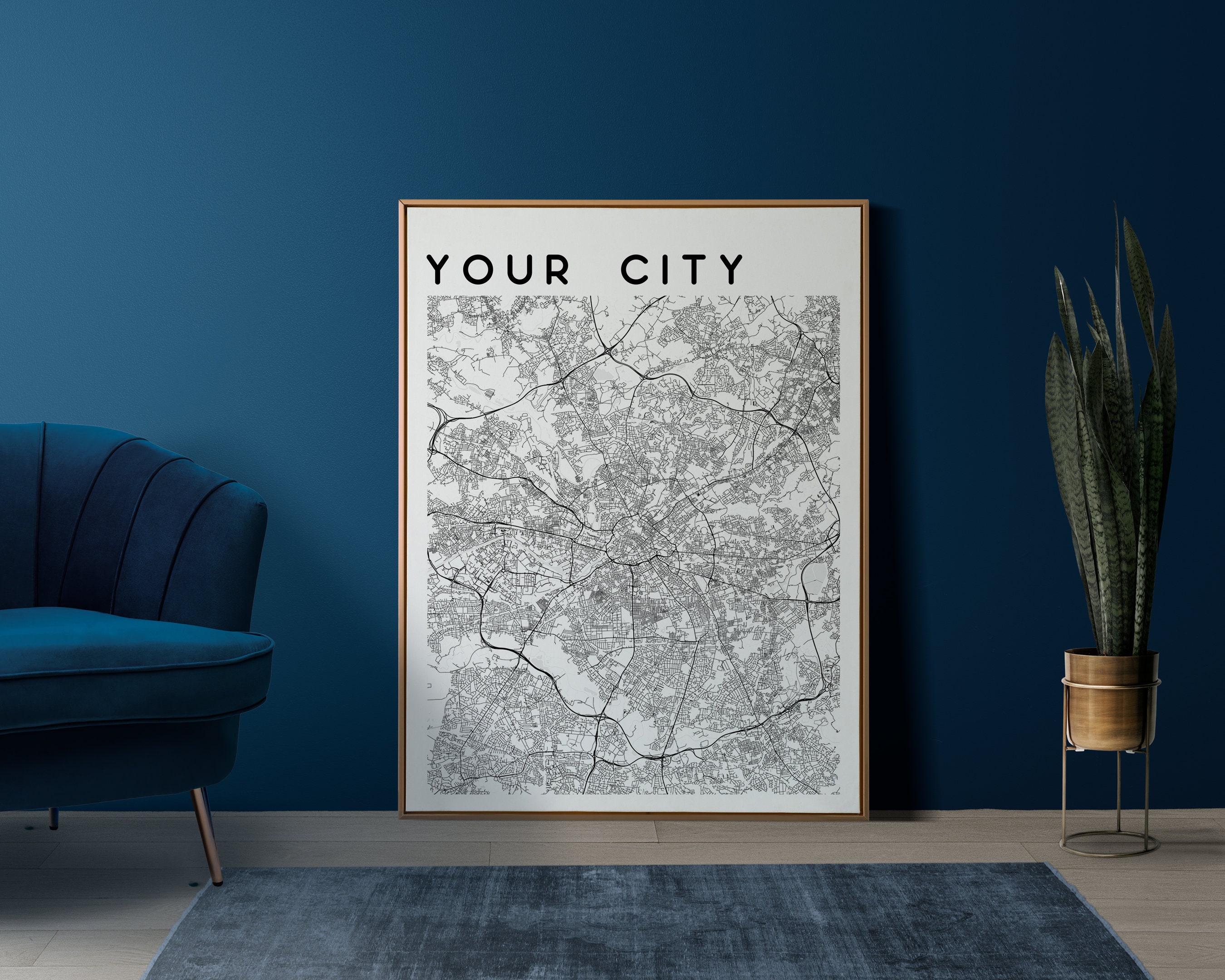 Personalized City Street Map Poster Custom City Map Art Print and Frame ...