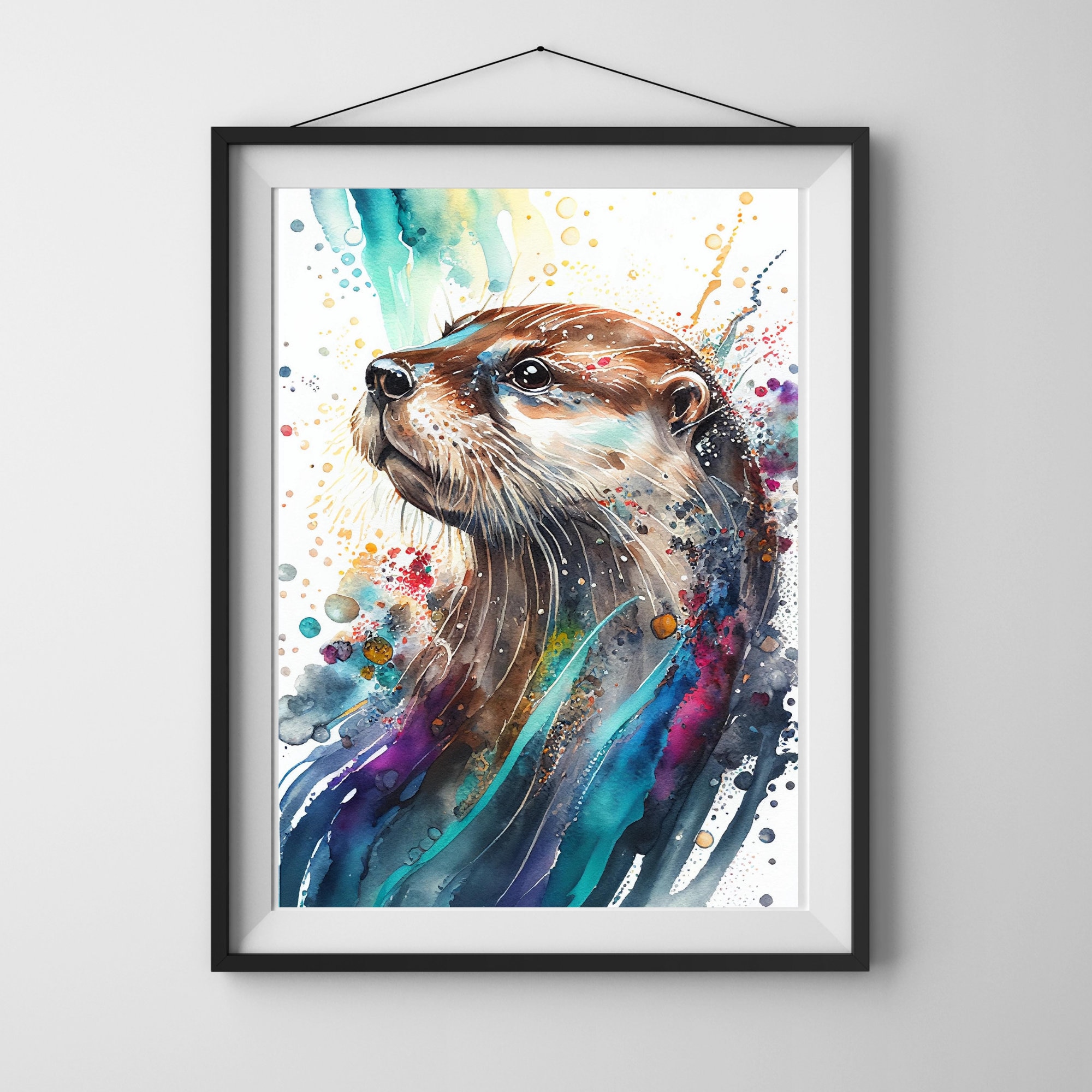 Sea Otter Watercolor Digital Download, Digital Art Print, Printable ...