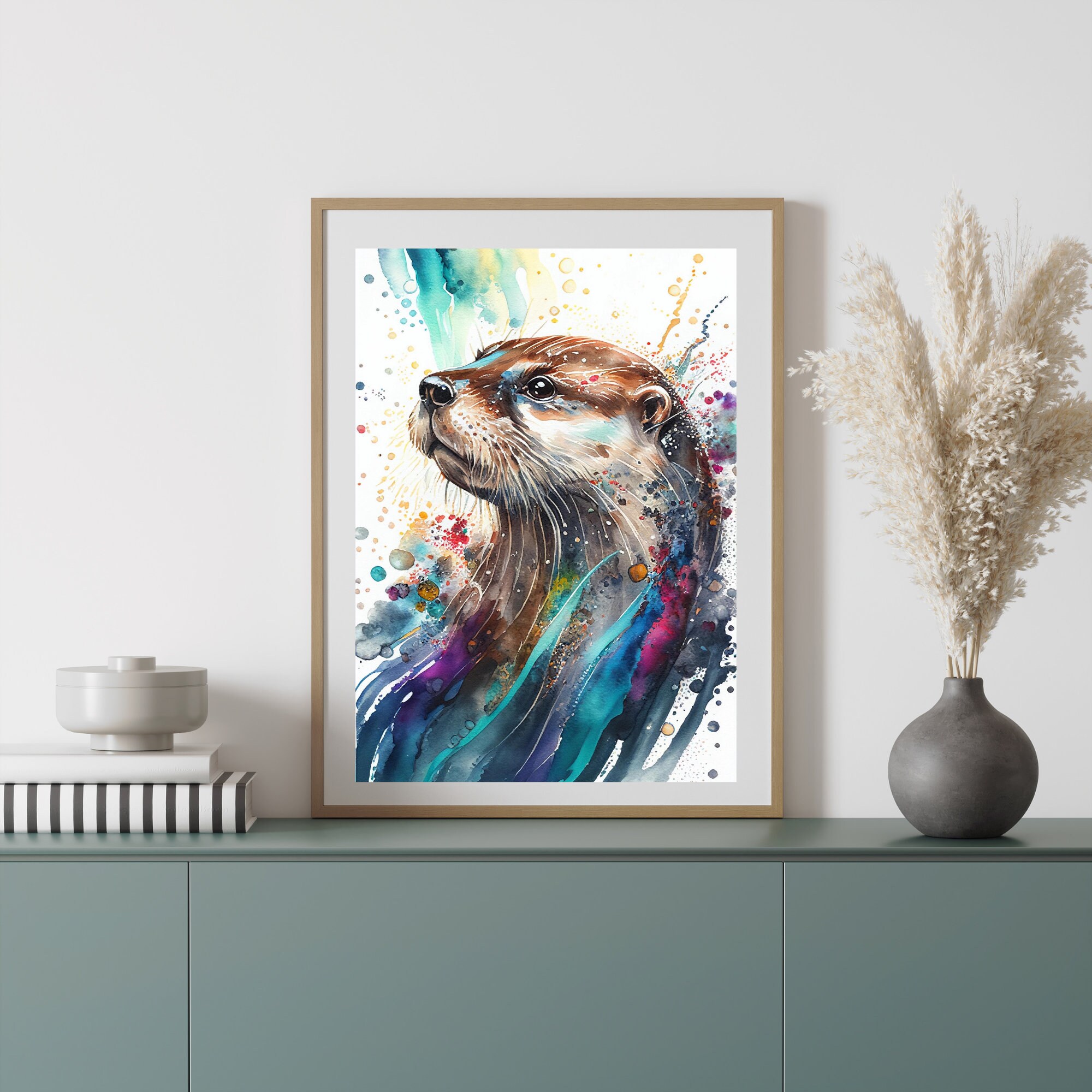Sea Otter Watercolor Digital Download, Digital Art Print, Printable ...