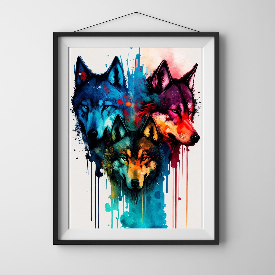 Wolf Pack Digital Download, Digital Art Print, Printable Wall Art, Home ...