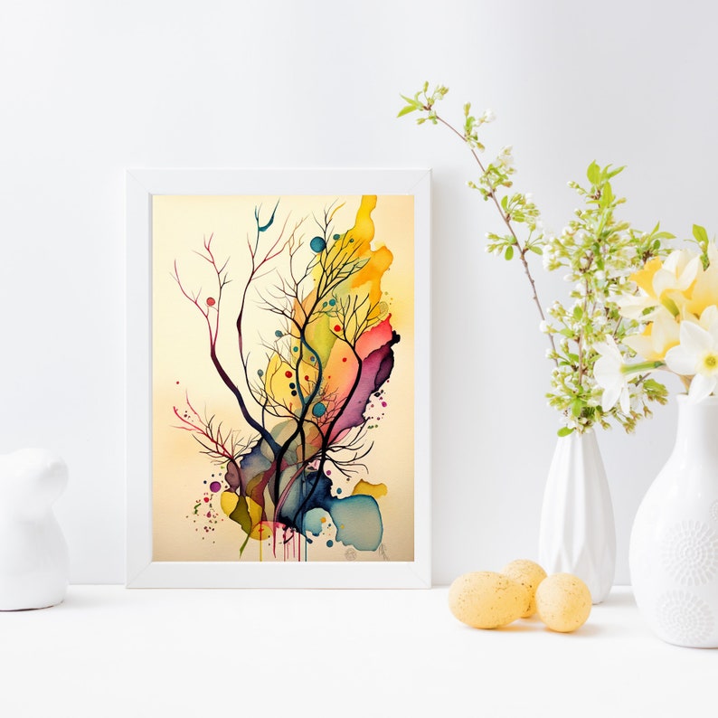 Tree Branches in the Style of Wassily Kandinsky Watercolor Art Print ...