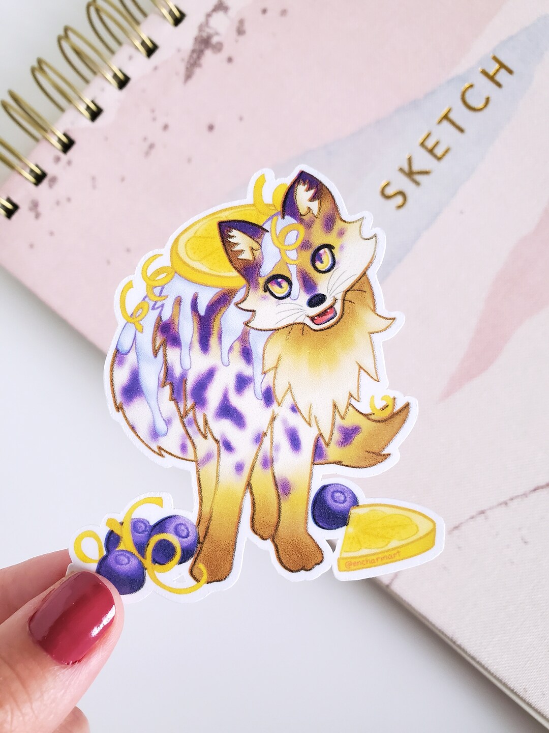 Lemon Blueberry Fox Sticker Laptop and Phone Sticker Notebook, Journal ...
