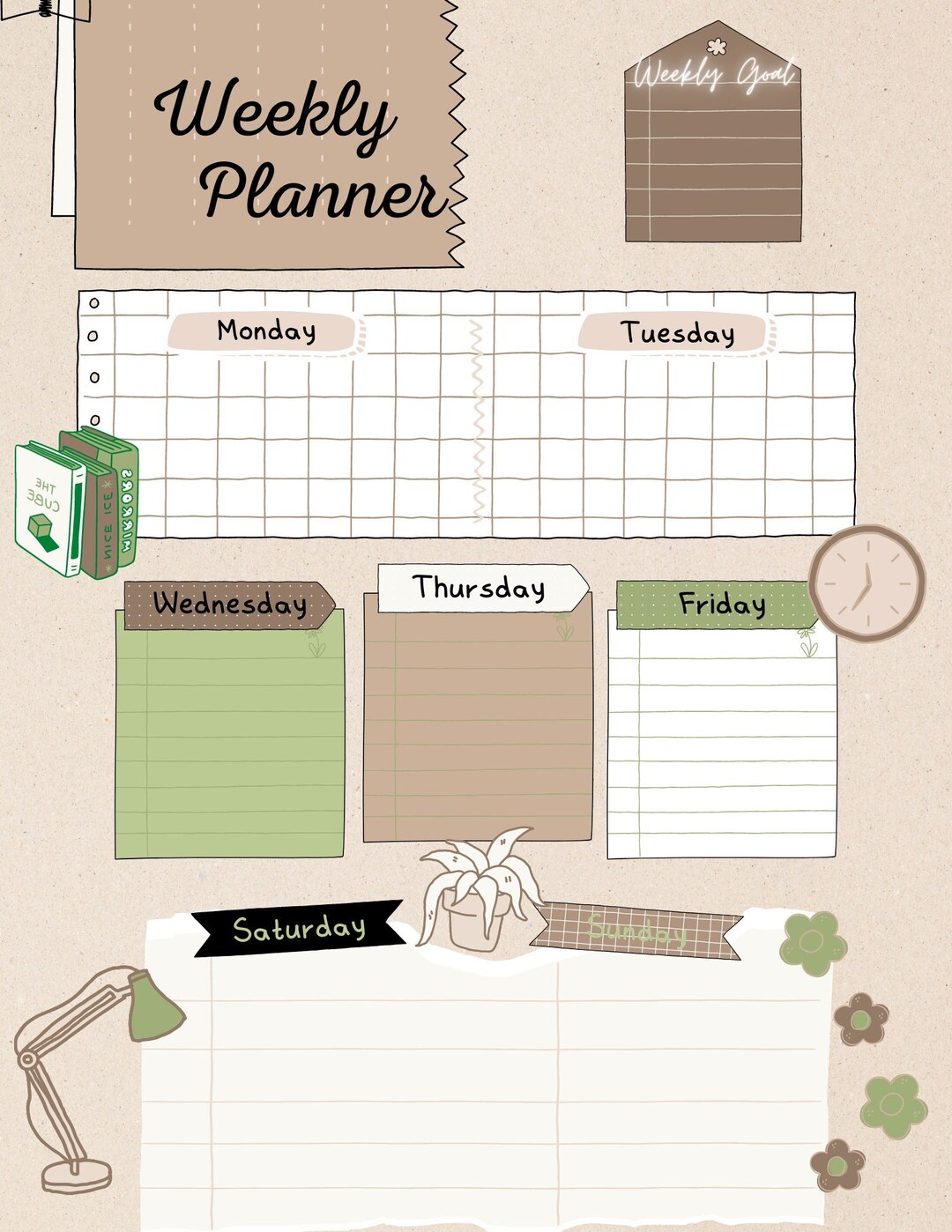 Weekly Planner Instant Download - Aesthetic Planner - Etsy