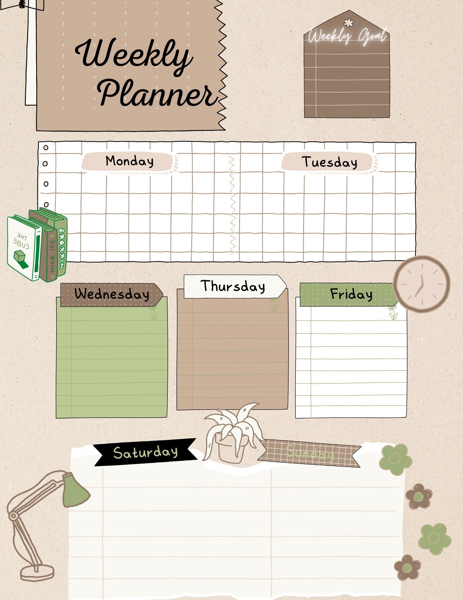 Weekly Planner Instant Download Aesthetic Planner - Etsy