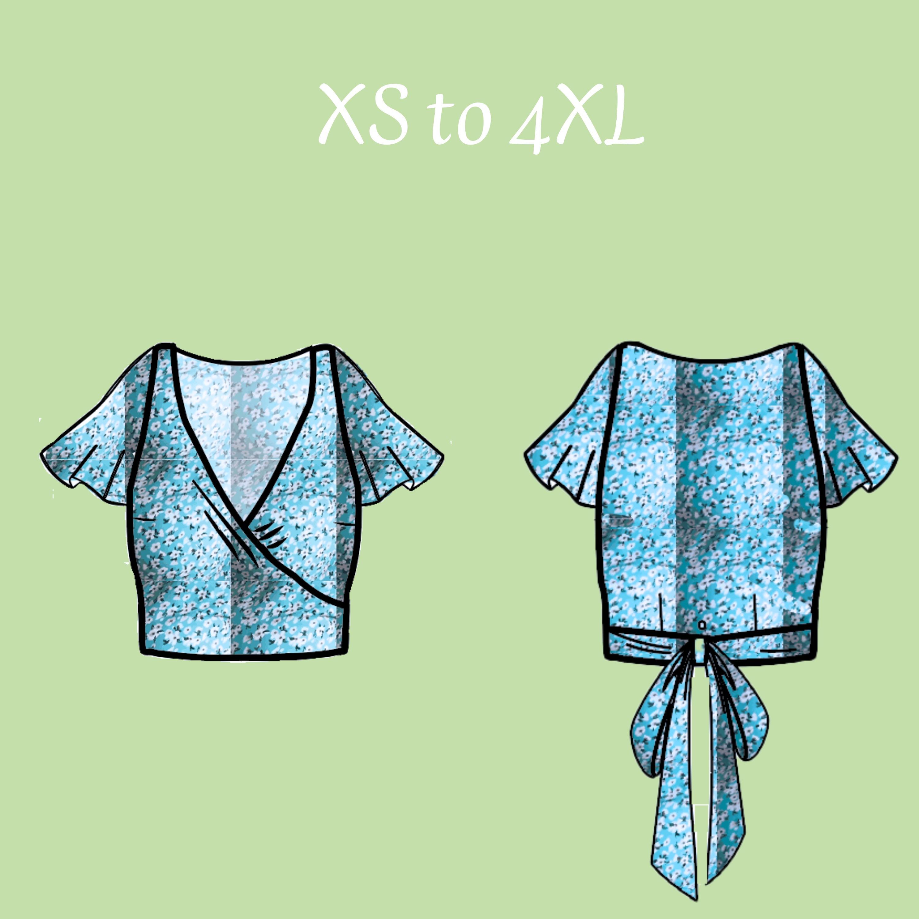 Wrap Crop Top Pattern With Ruffle Sleeves, Sewing Pattern Pdf, Video ...