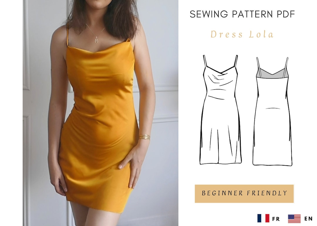 Sewing Pattern Flowing Satin Dress With Cowl Neck Ceremony - Etsy