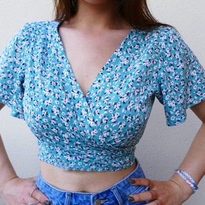 Sewing Pattern Wrap Crop Top With Ruffle Sleeves, Sewing Pattern Pdf - Etsy
