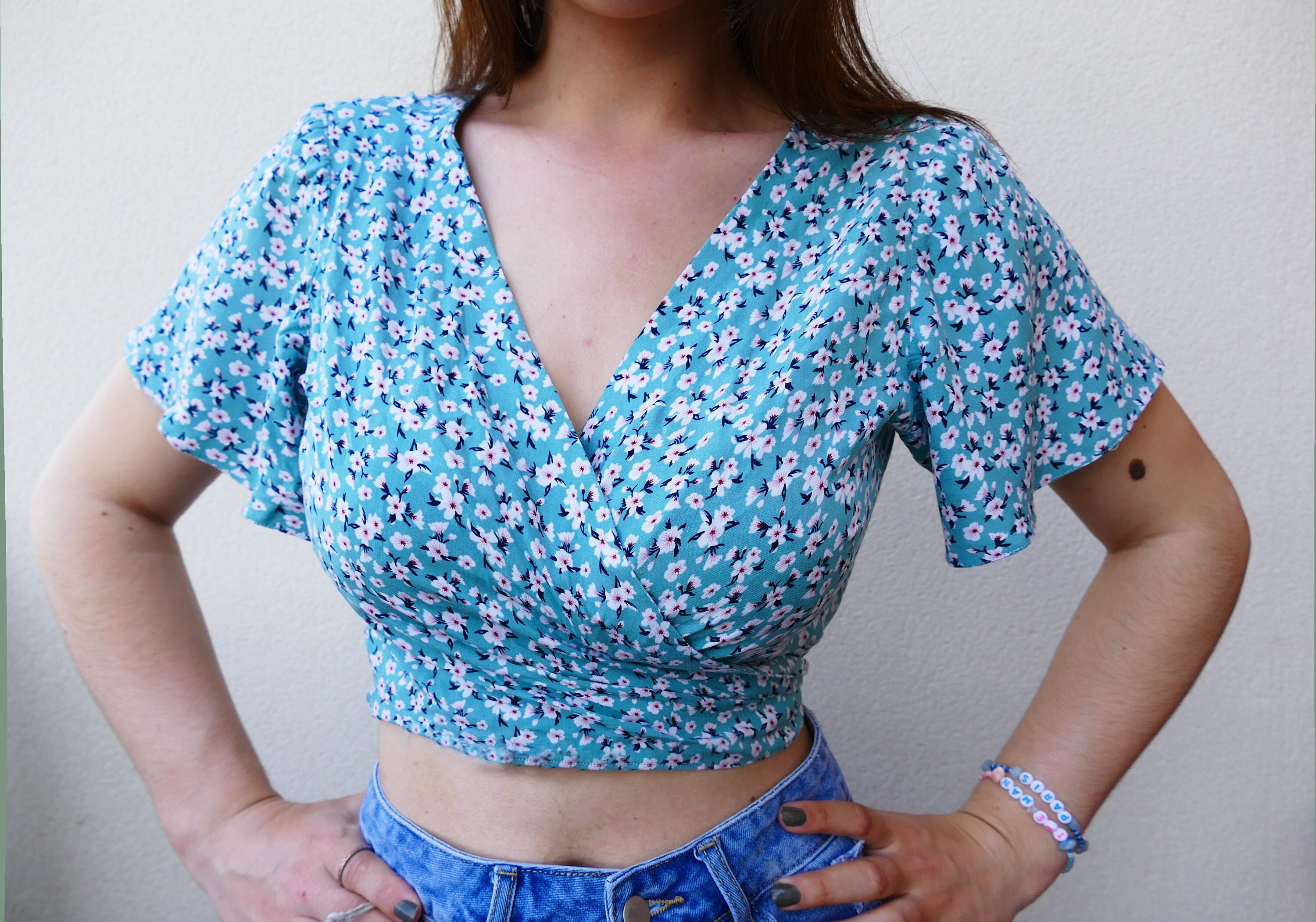 Sewing Pattern Wrap Crop Top With Ruffle Sleeves, Sewing Pattern Pdf - Etsy