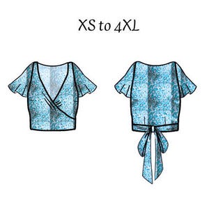 Sewing Pattern Wrap Crop Top With Ruffle Sleeves, Sewing Pattern Pdf ...