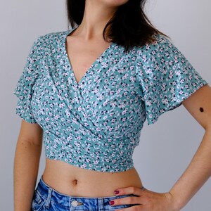 Sewing Pattern Wrap Crop Top With Ruffle Sleeves, Sewing Pattern Pdf - Etsy