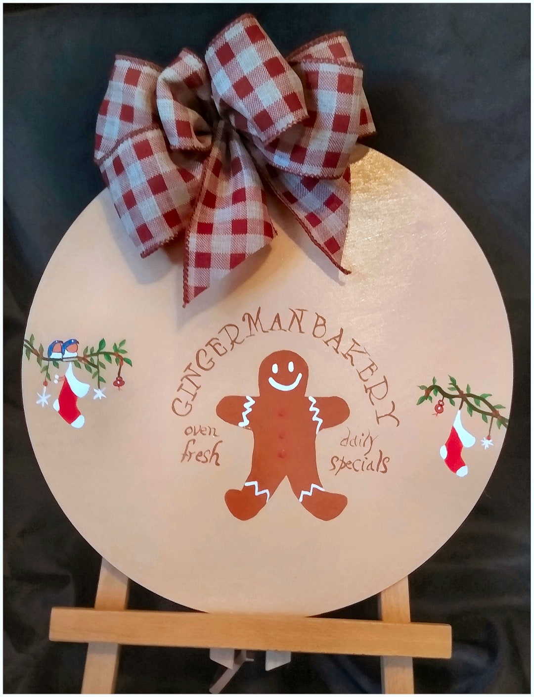 Ginger Bread Man Bakery 12 Inch Round Hand Painted and Sealed Beautiful ...