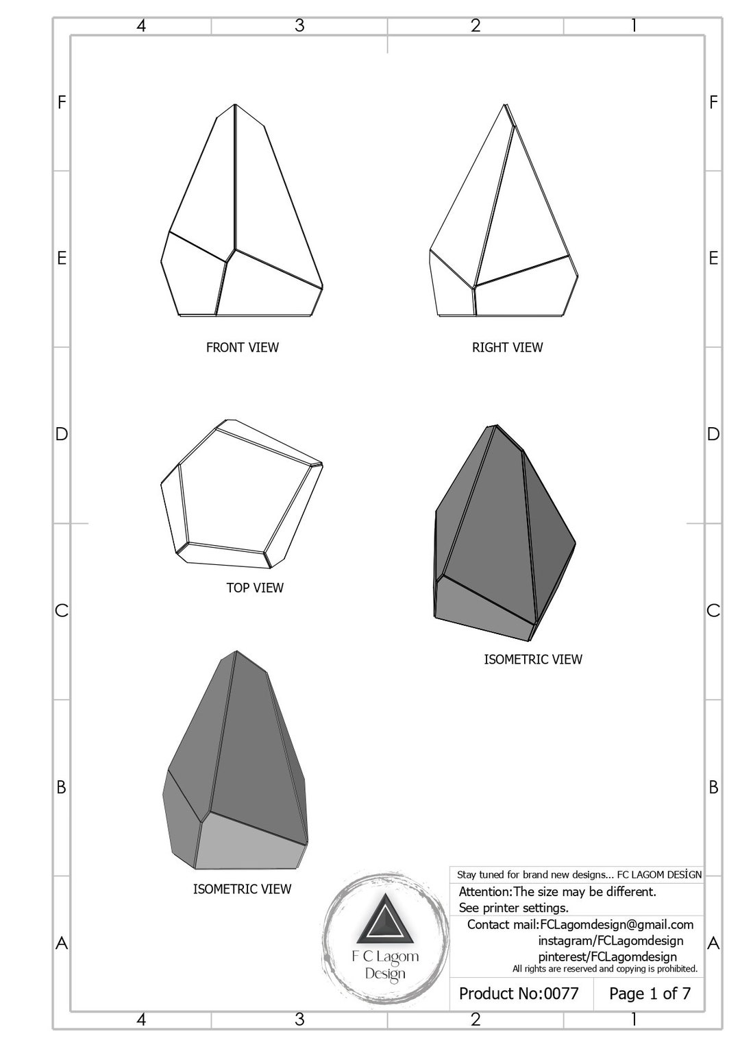 Digital Printable PDF Glass Terrarium Creat Pattern Template, Geometric ...