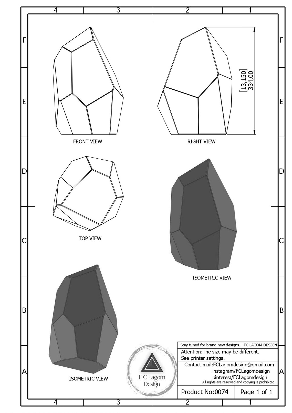 Digital Printable PDF Glass Terrarium Creat Pattern Template, Geometric ...