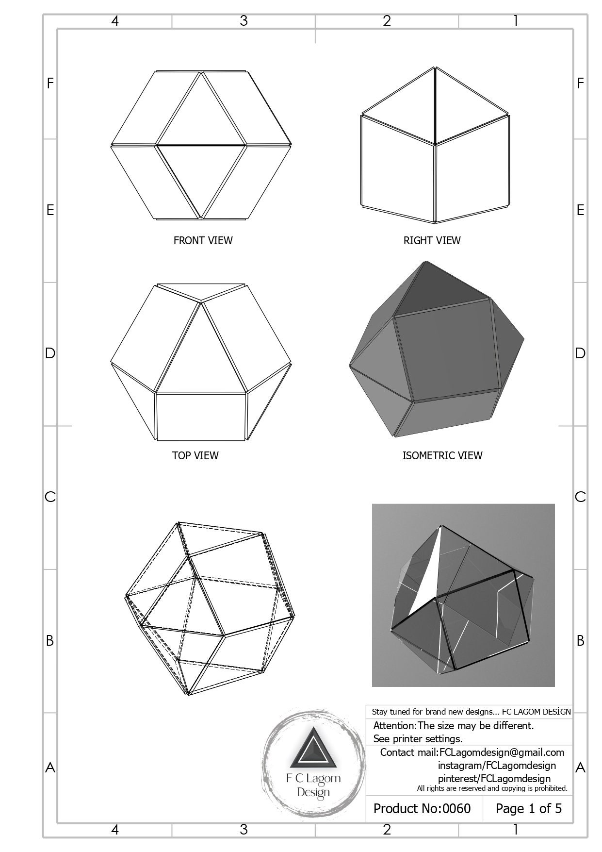 Digital Printable PDF Glass Terrarium Creat Pattern Template, Geometric ...