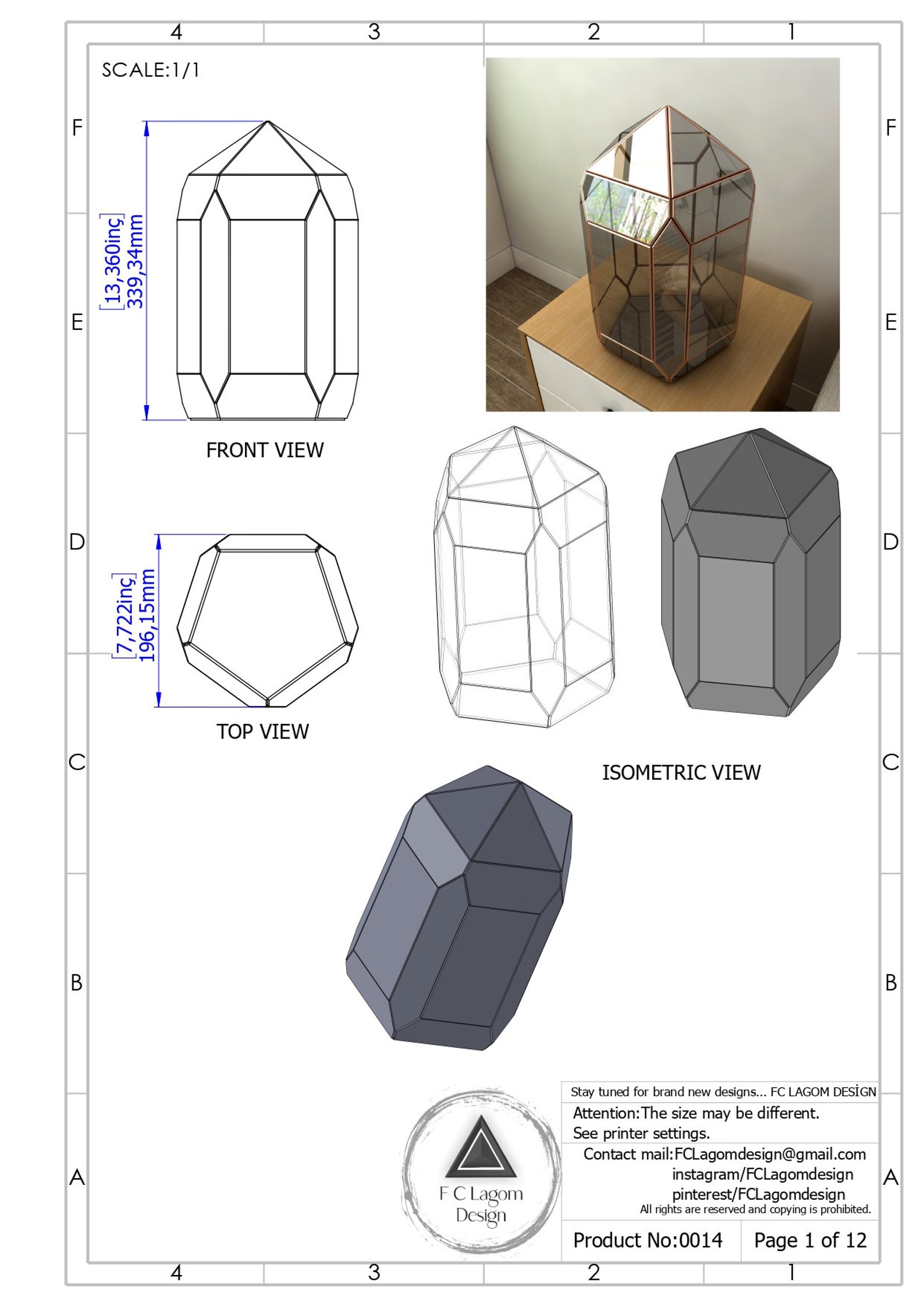Digital Printable PDF Glass Terrarium Creation Pattern Template ...