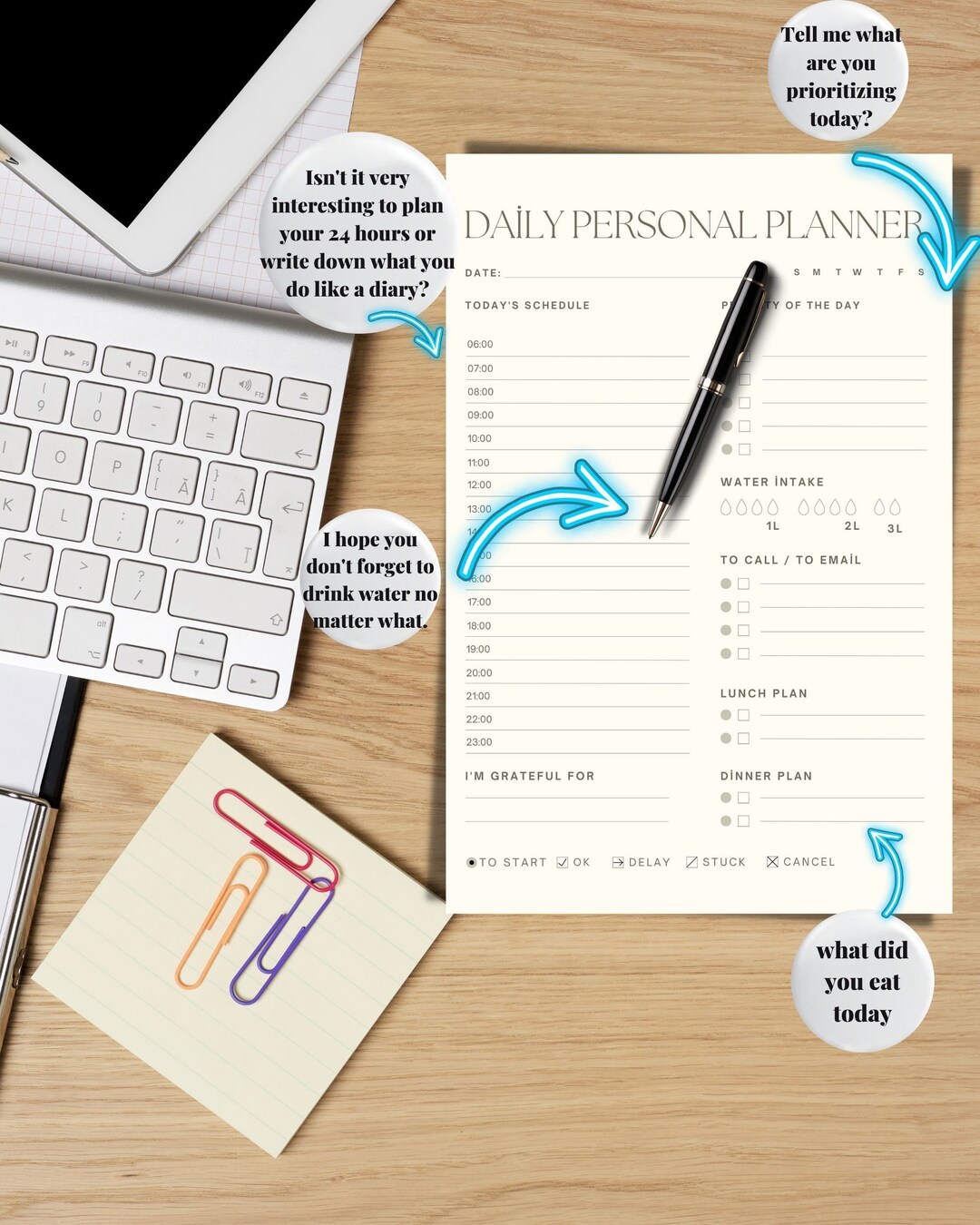 Digital Daily Habit Tracker Planner, Elegant Planner Notepad,daily to ...