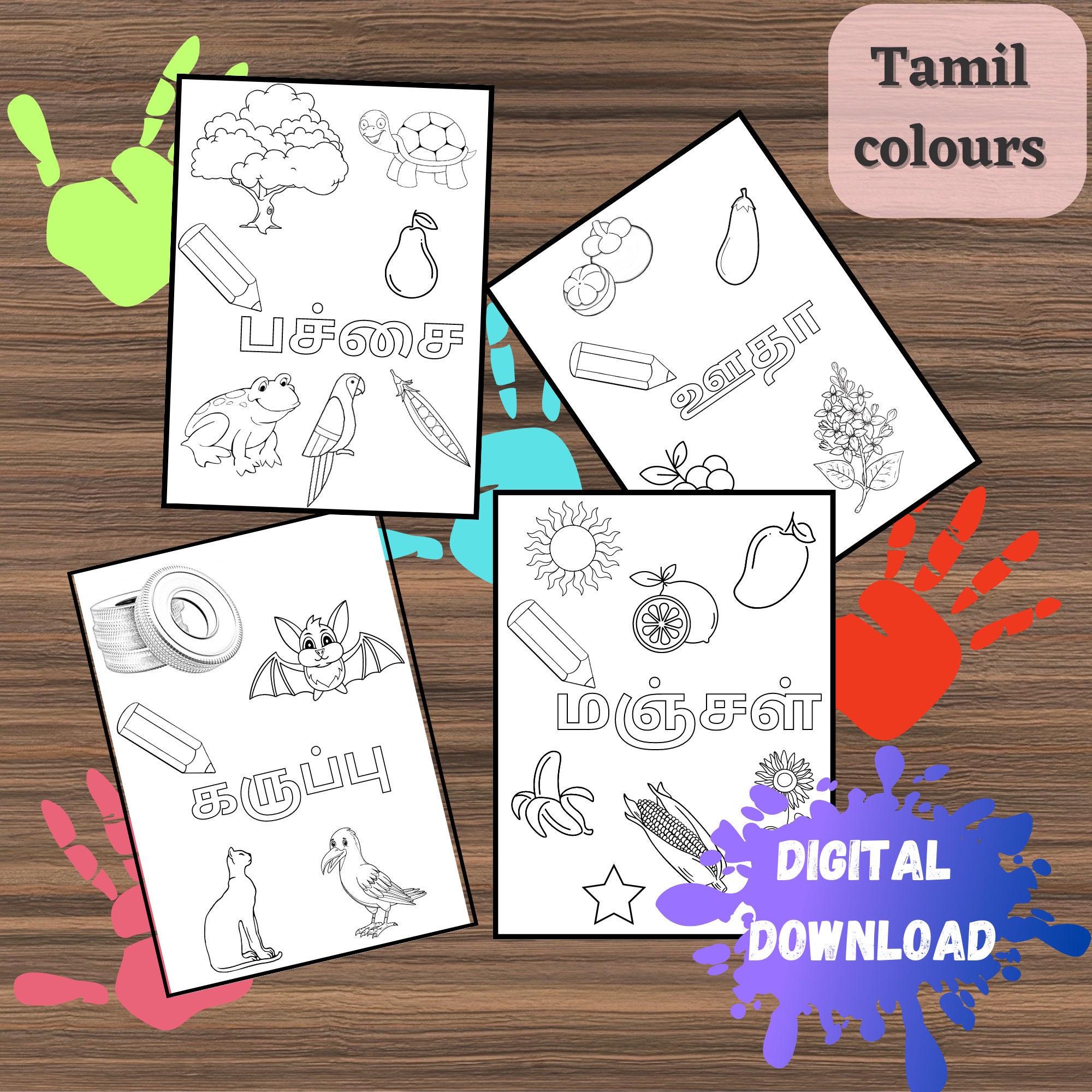 Tamil Colours Colouring Book, Learning Colours in Tamil, Kid's ...