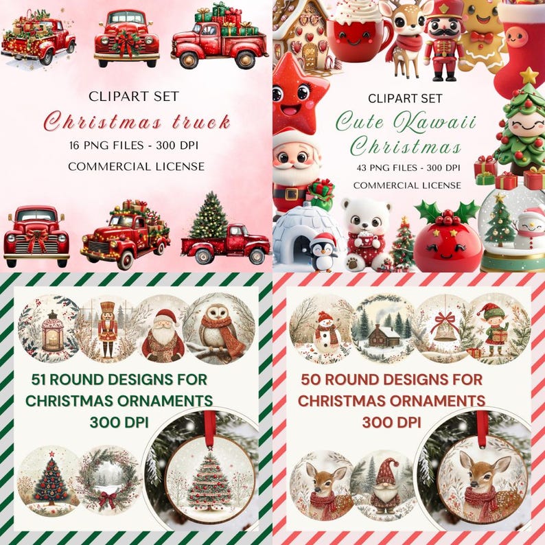 Christmas Bundle Watercolor Clipart, 700+ Festive Graphics for Holiday ...