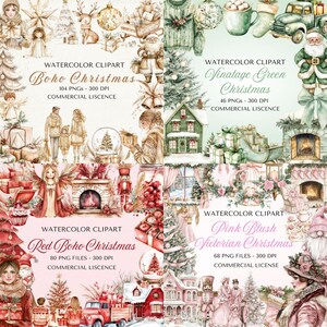 Christmas Bundle Watercolor Clipart, 700+ Festive Graphics for Holiday ...