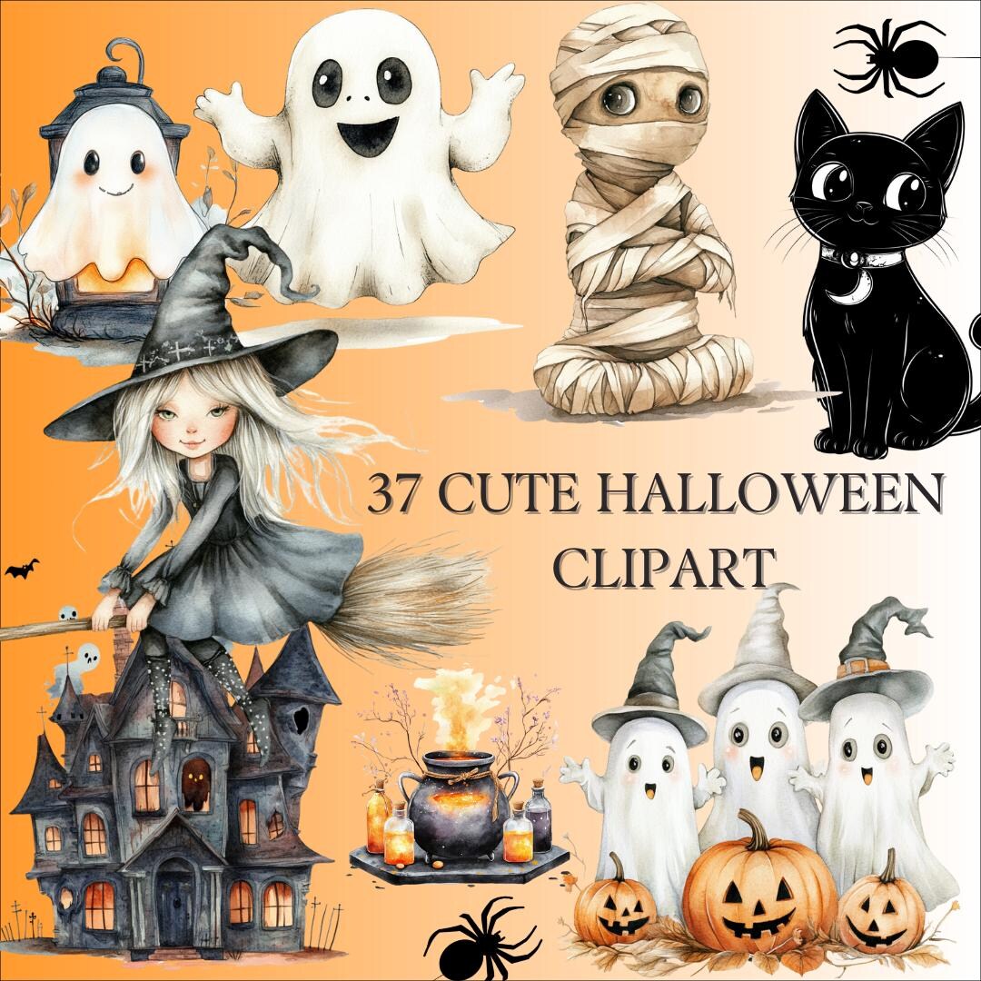 Cute Halloween Clipart Set, PNG Graphics (digital Download) - Etsy