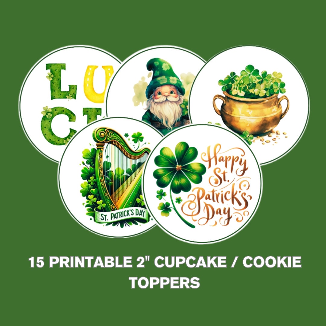 Saint Patricks Day Printable Cupcake and Cookies 2" Toppers - Etsy