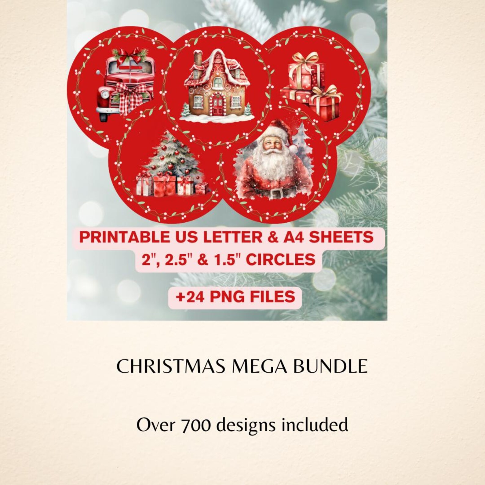 Christmas Bundle Watercolor Clipart, 700+ Festive Graphics for Holiday ...