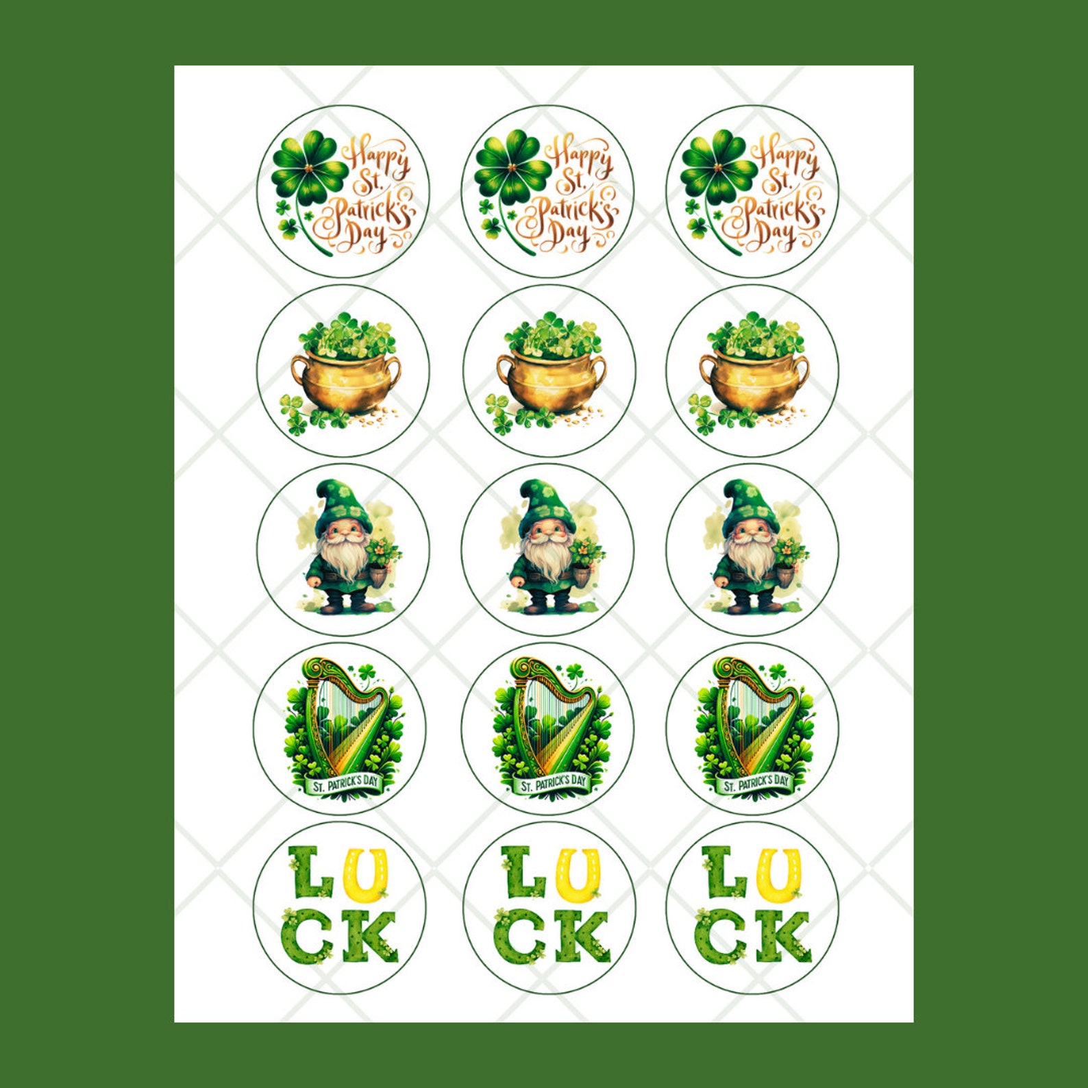 Saint Patricks Day Printable Cupcake and Cookies 2" Toppers - Etsy
