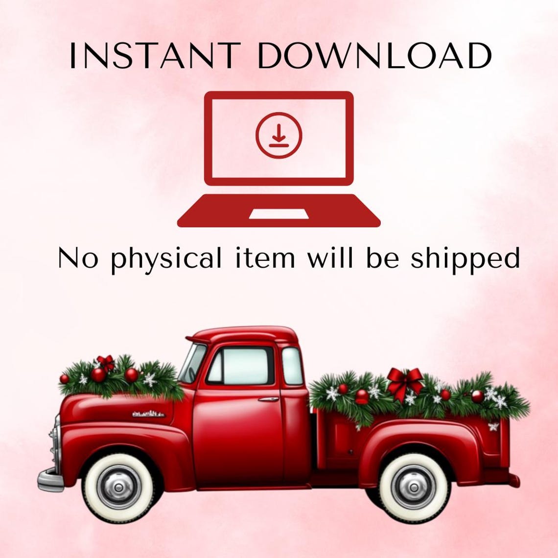 Red Christmas Truck Clipart Set: Festive PNG Graphics (digital Download ...