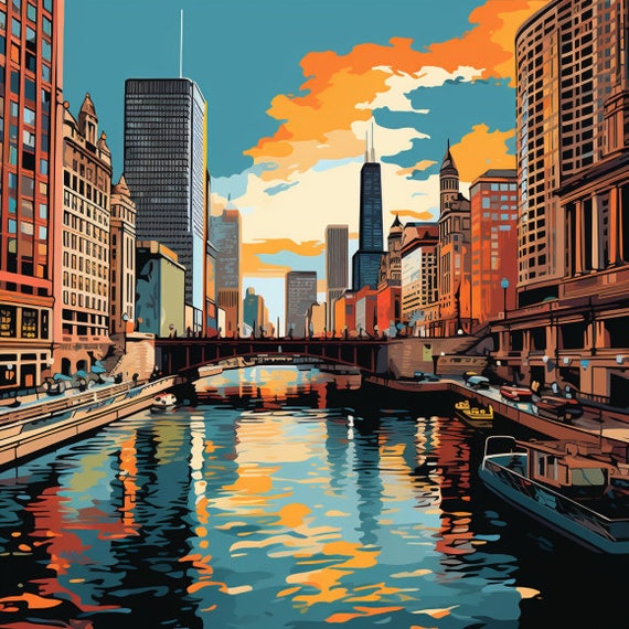 Chicago Skyline Pop Art
