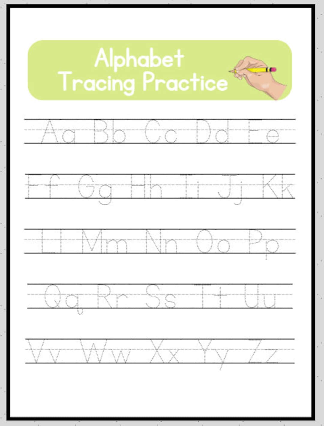 Alphabet Tracing Worksheet Writing Practice - Etsy
