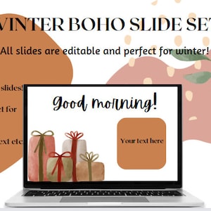 EDITABLE Winter Boho Google Slides & Powerpoint Templates, Holiday ...
