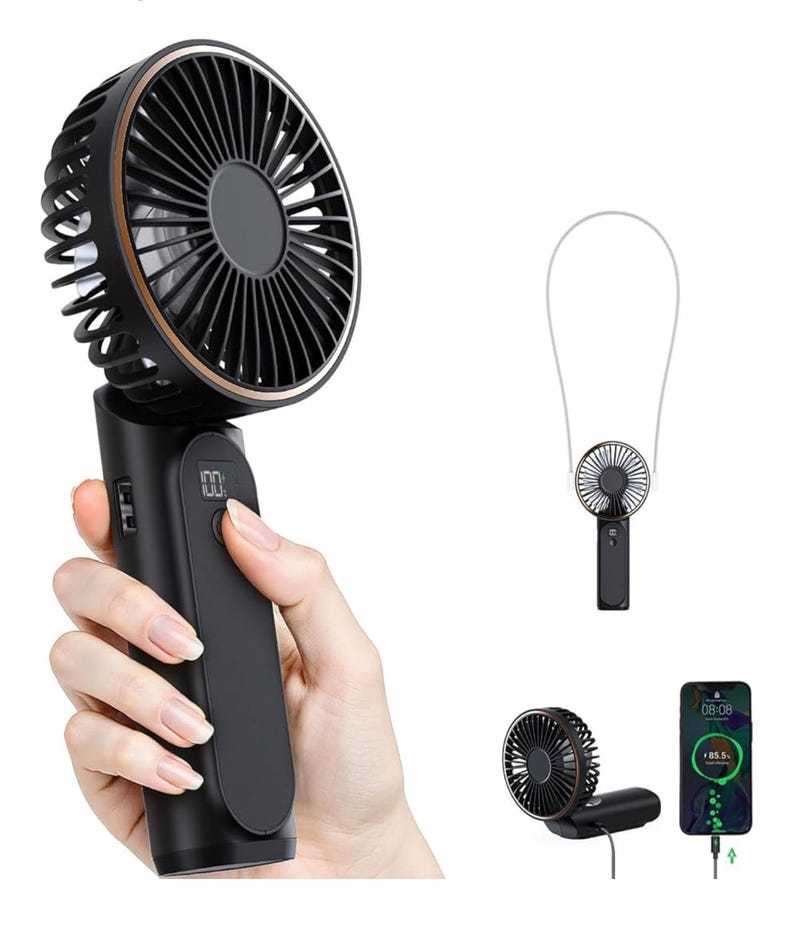Mini Handheld Fan – Rechargeable Travel Fan With Lanyard, USB Desk Fan ...