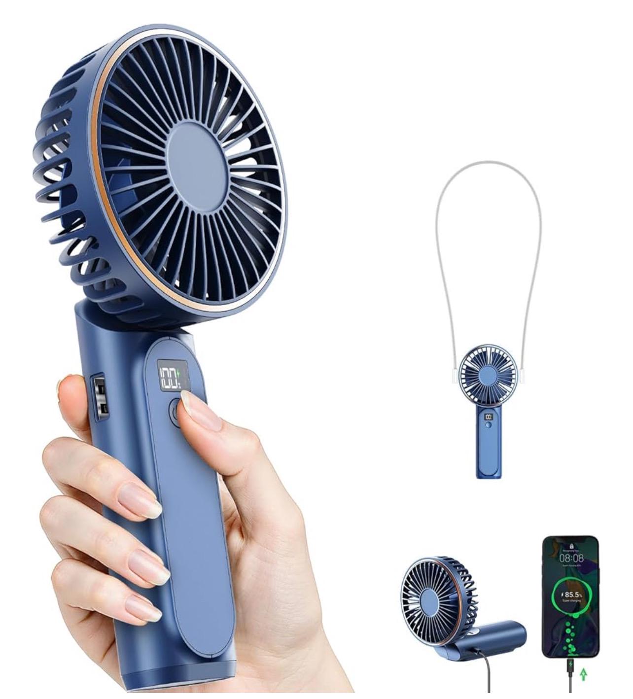 Mini Handheld Fan – Rechargeable Travel Fan With Lanyard, USB Desk Fan ...