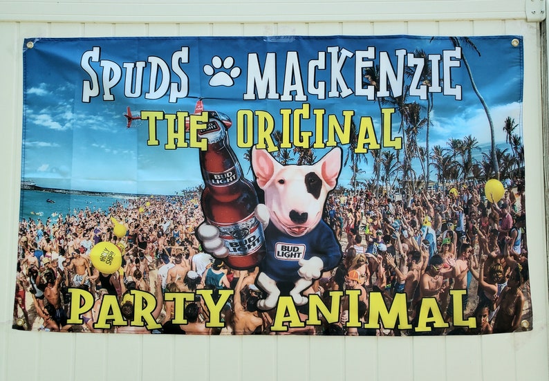 New Bu* Light Spuds Mackenzie 36"x60" Flag 100D Polyester Brand New - Etsy