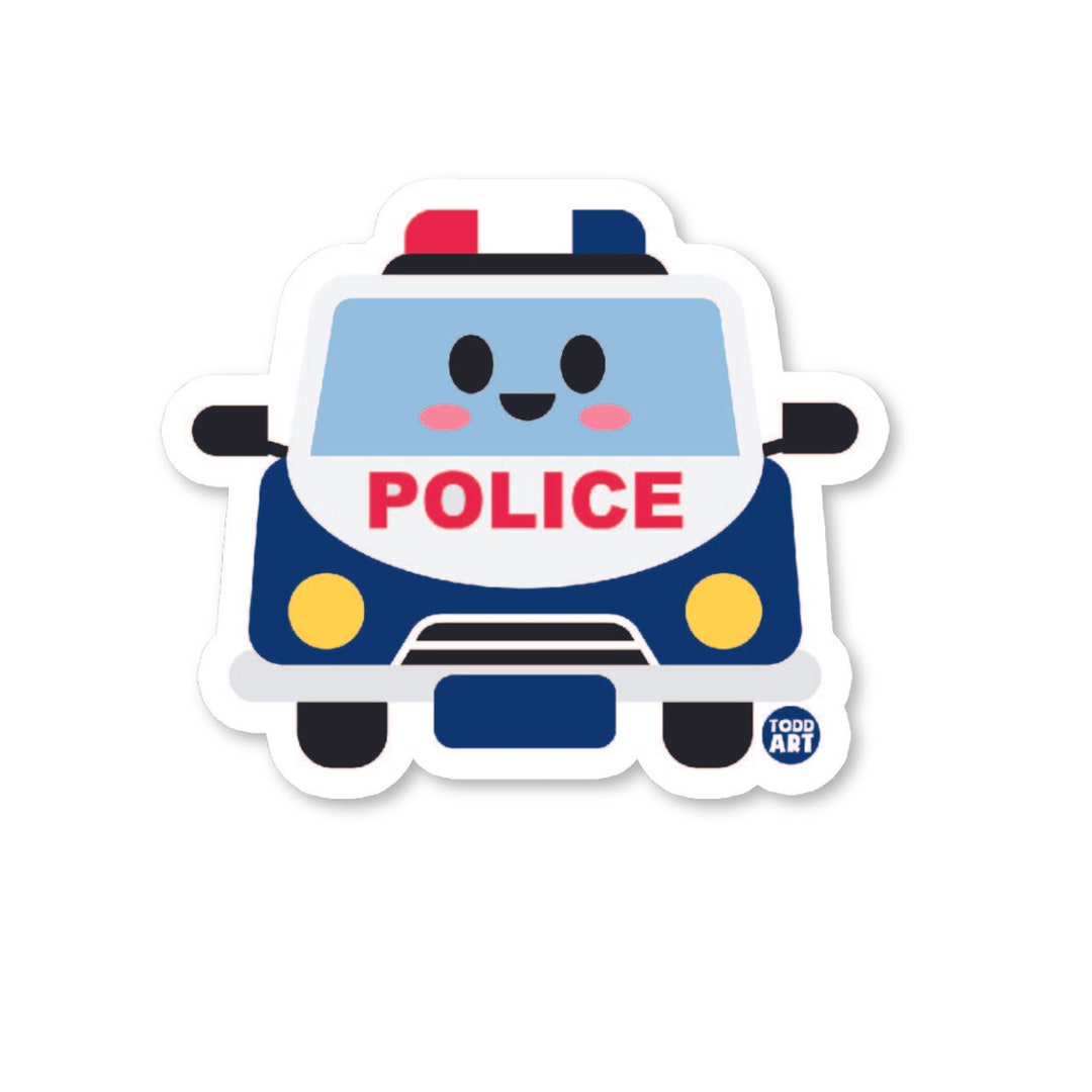 POLICE CAR Sticker -3 Inch Vinyl, Kids Gift, Party Favor, Stocking ...