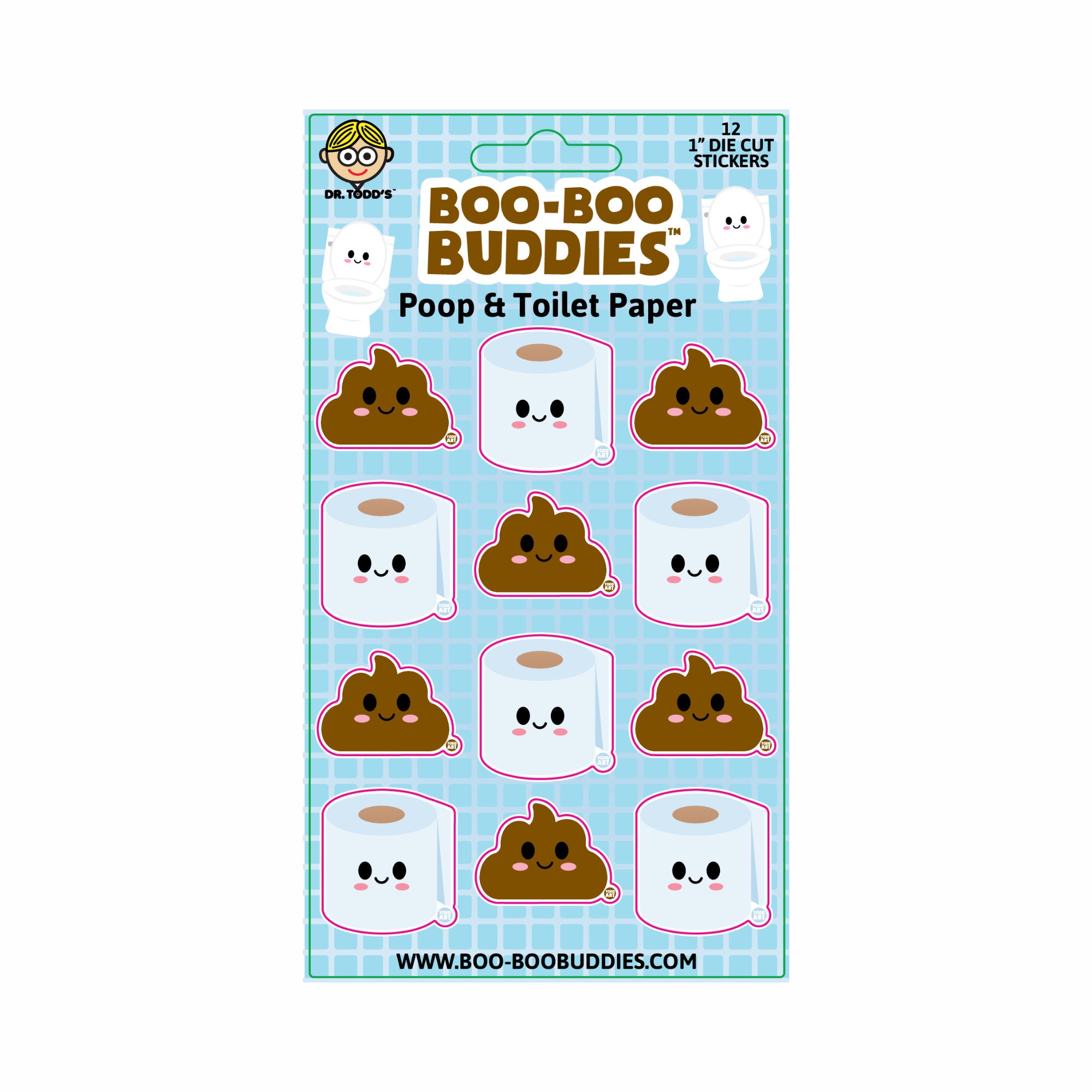Poop and Toilet Paper Sticker Sheet, Boo Boo Buddies Toilet Paper and ...