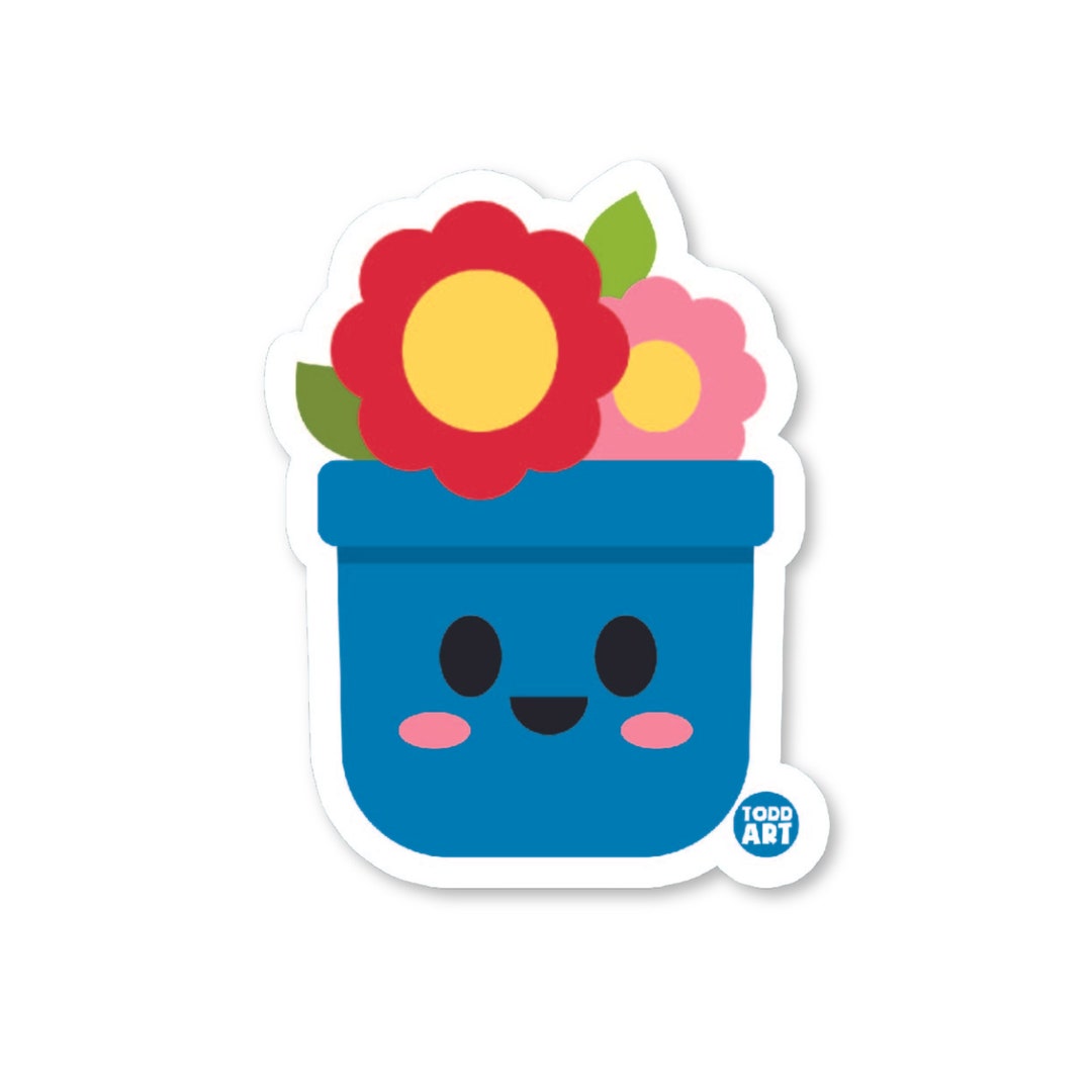 Flower Pot Sticker: 3-inch Waterproof Vinyl Decal - Etsy