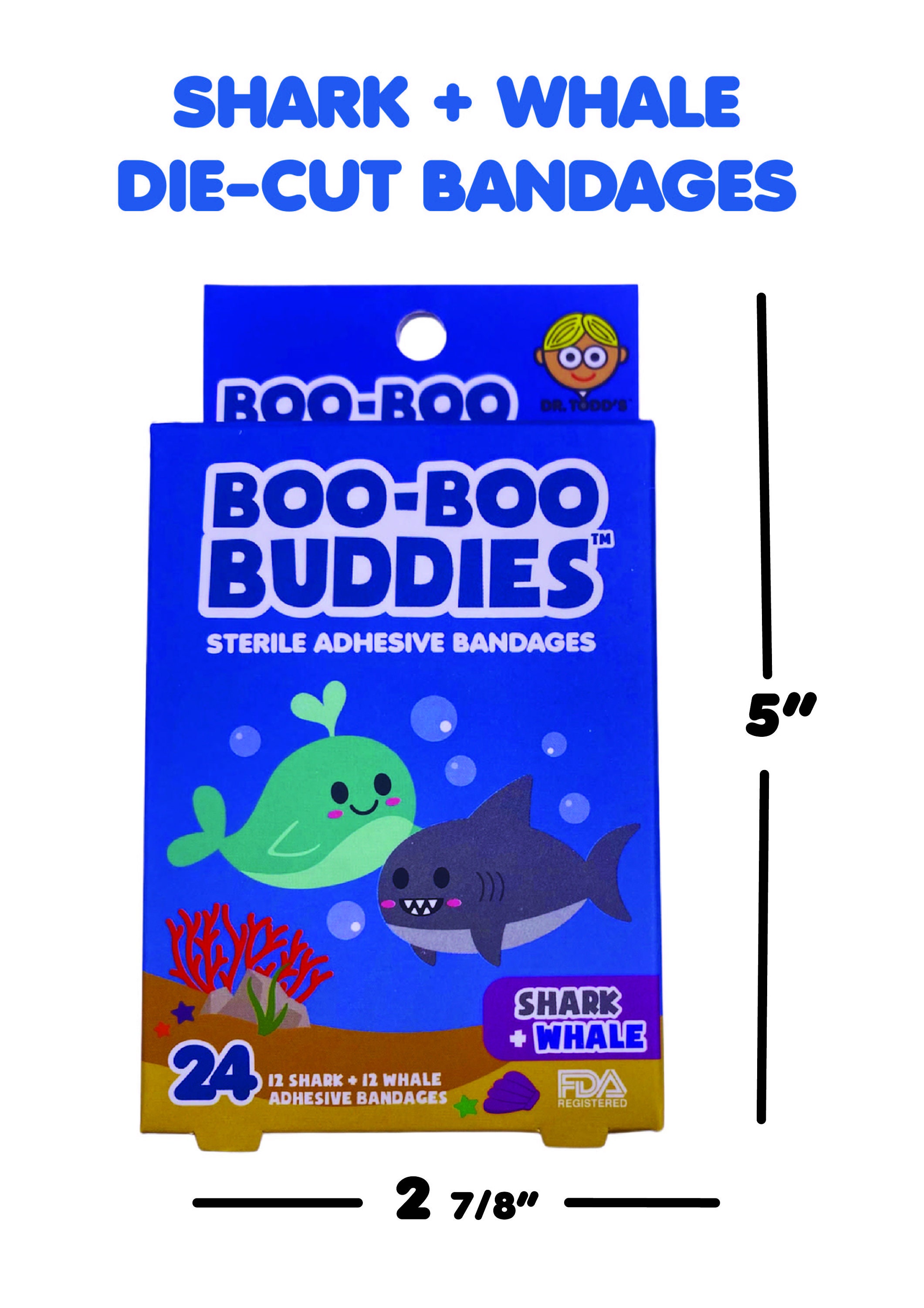 Shark and Whale Shaped Die Cut Self-adhesive Cute Bandages- Sterile and ...