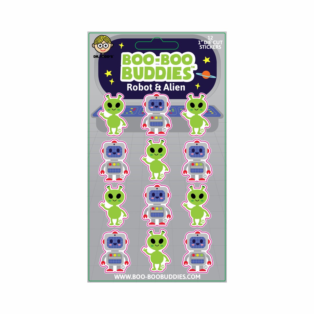 Robot and Alien Sticker Sheet, Boo Boo Buddies Alien and Robot Sticker ...