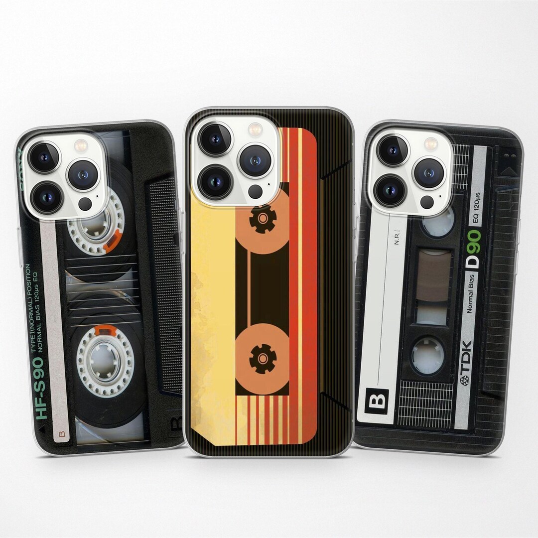 Cassette Tape Phone Case Retro Cover for iPhone 16, 15, 14, 13 12 11 ...