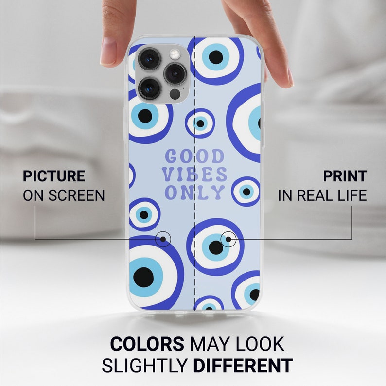 Blue Evil Eye Phone Case Trippy Cover for iPhone 15, 14, 13 12 11 Pro ...