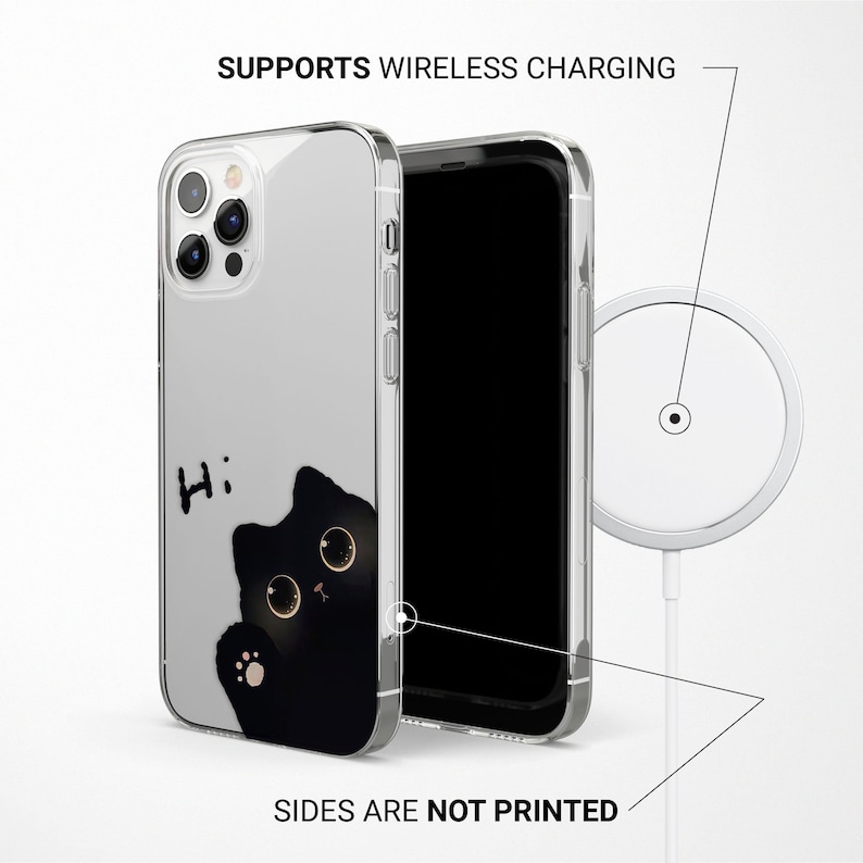 Cute Curious Black Cat Case Clear Cover Fits Samsung S25 Ultra S24 Plus ...