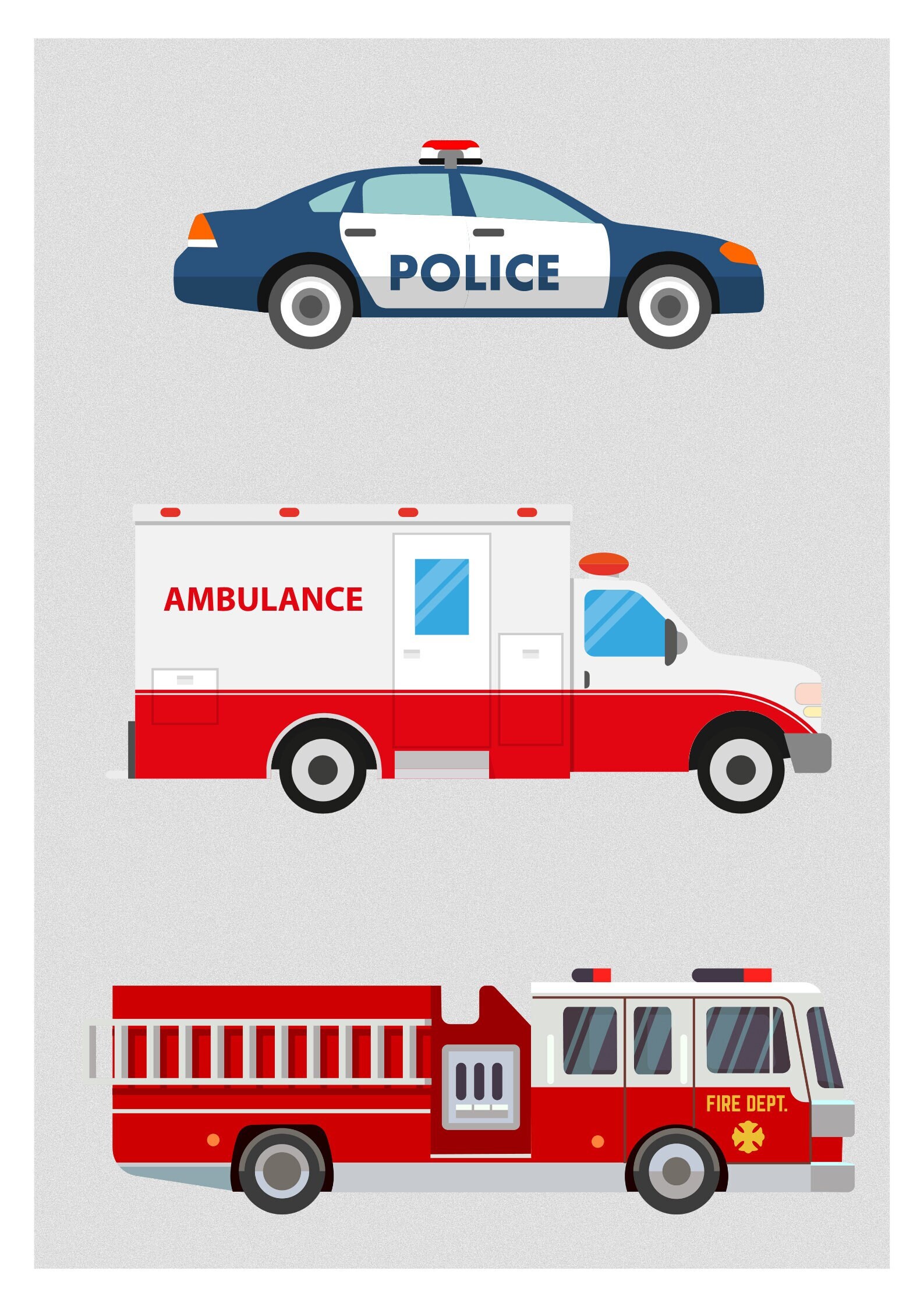 Emergency Vehicle Poster - Etsy