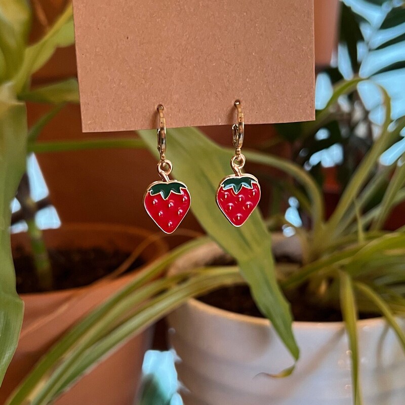 Strawberry Earrings - Etsy