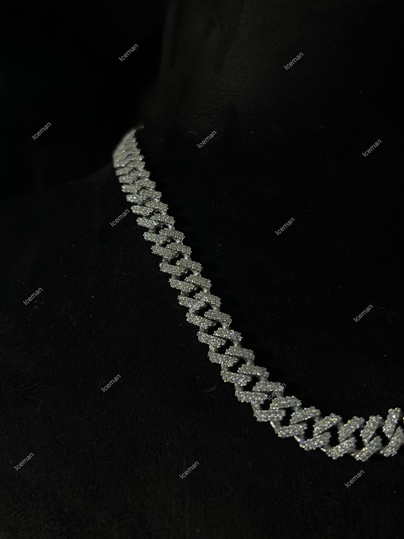 8 Mm VVS Diamond Iced Out Chain, VVS Moissanite Cuban Link Chain, 925 ...