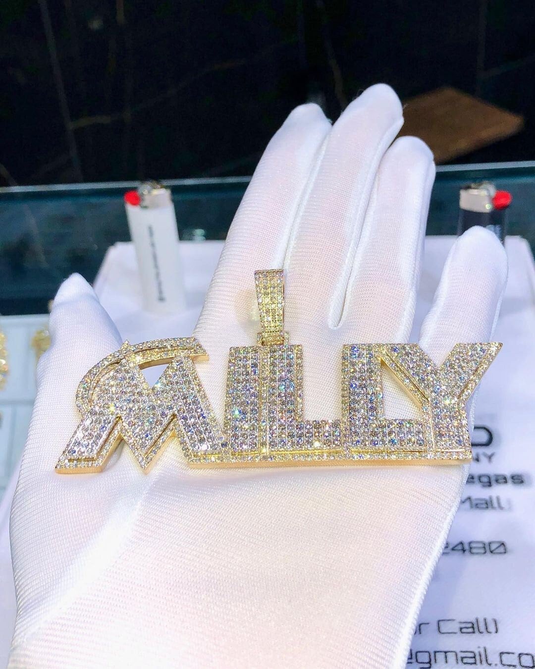MILLY Custom Name/letter Moissanite Pendant, VVS Baguette Diamond ...