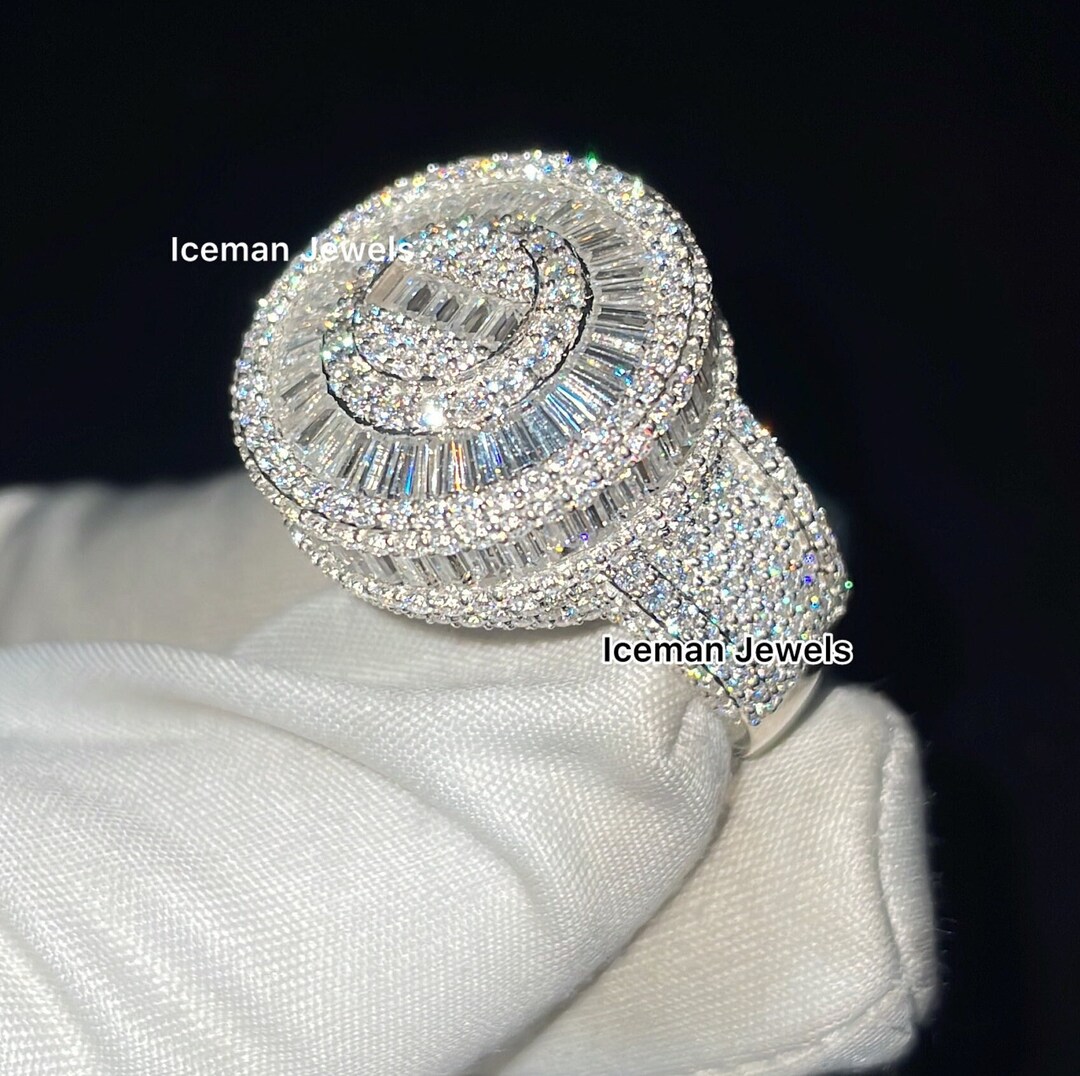 14k Gold Champion Ring With Full Iced Out Baguette and Round VVS ...