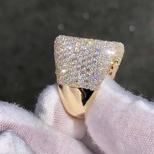 Men's Championship Ring, Fully Iced Out VVS Round Diamond Ring, Real ...