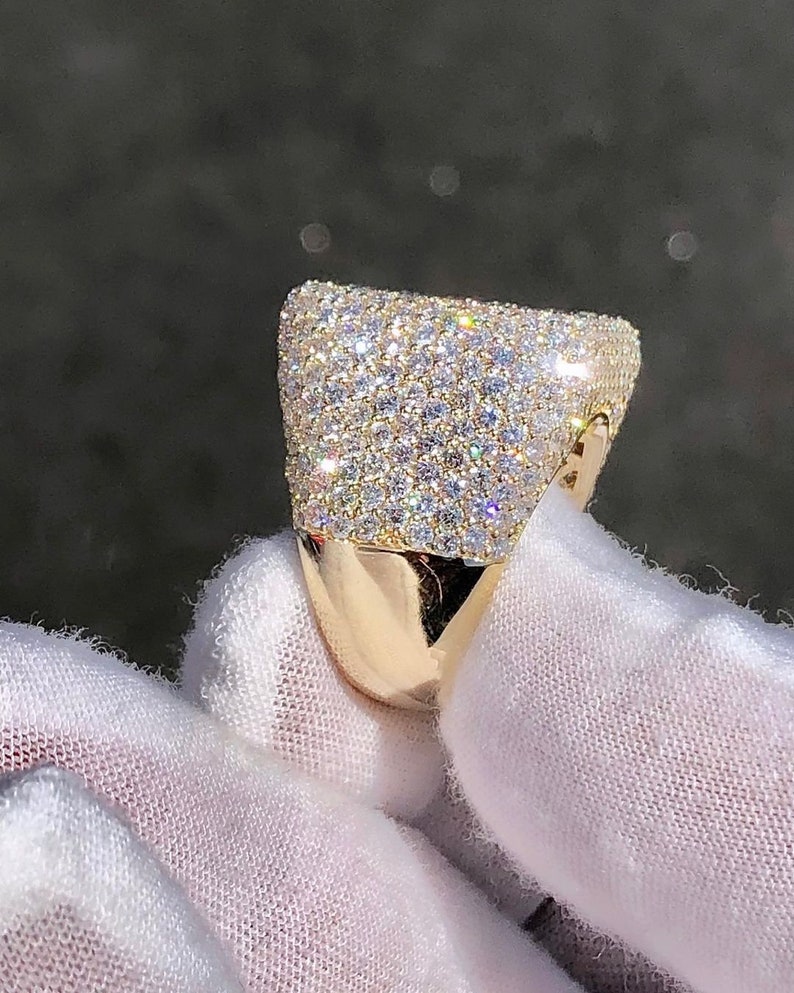 Men's Championship Ring, Fully Iced Out VVS Round Diamond Ring, Real ...